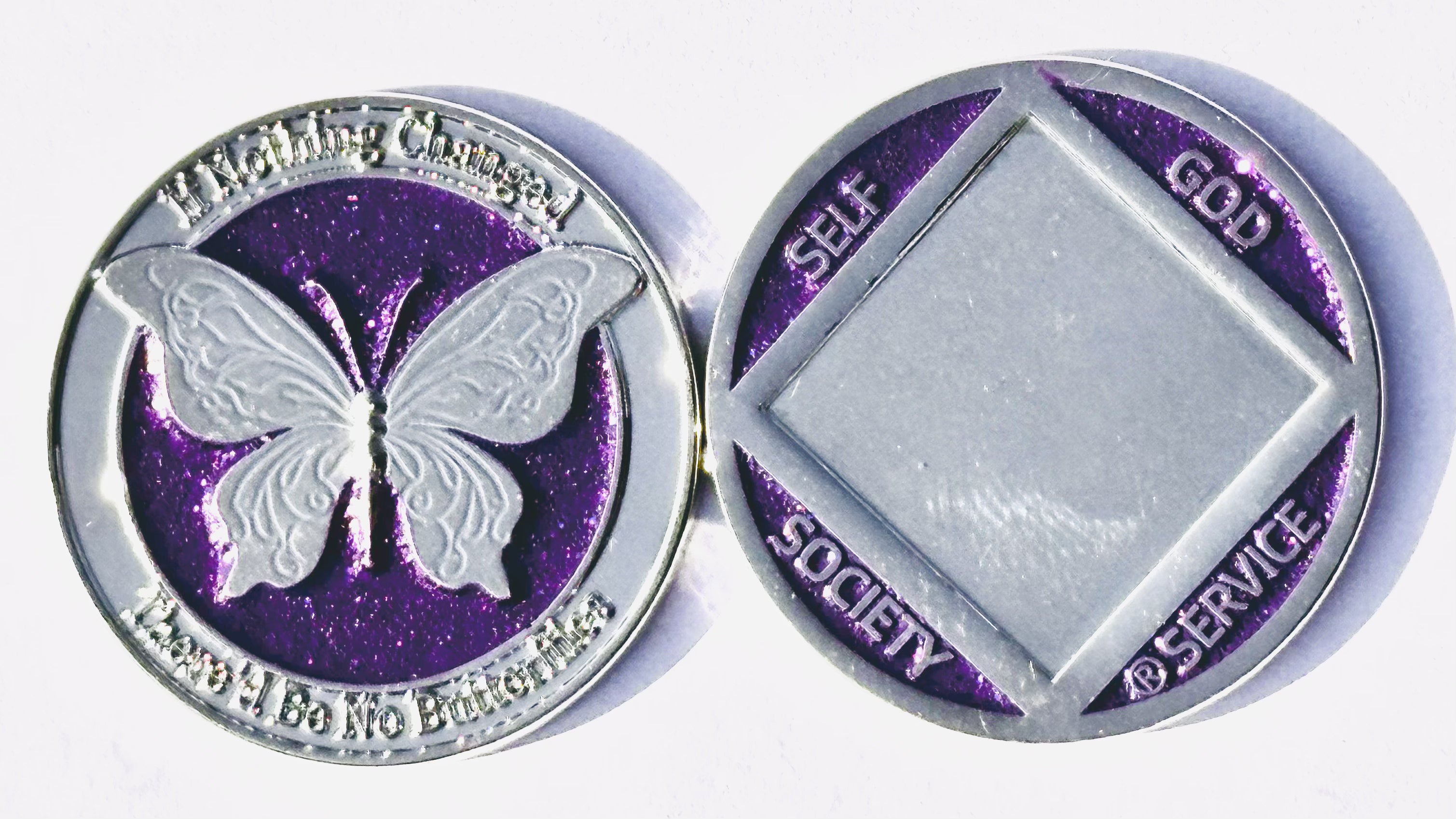 Custom Engraved NA Butterfly Medallion – Serendipity Recovery Shop